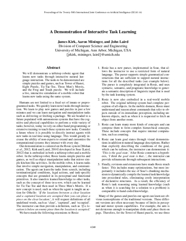 (PDF) A demonstration of interactive task learning