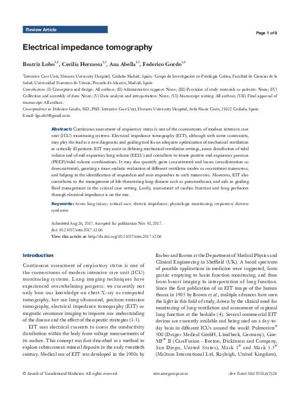 (PDF) Electrical impedance tomography