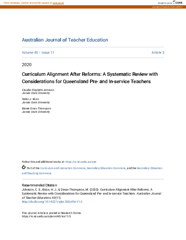 (PDF) Curriculum Alignment After Reforms: A Systematic Review with ...