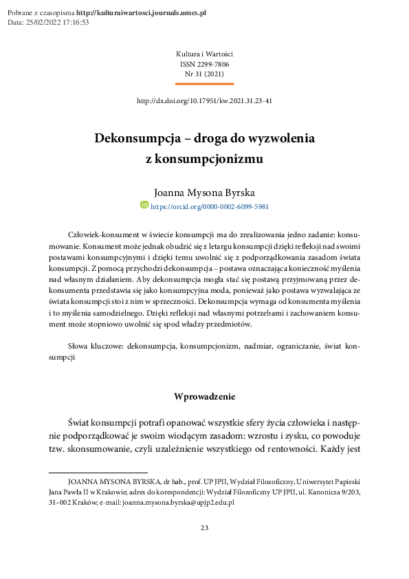 (PDF) Deconsumption – the path to liberation from consumerism