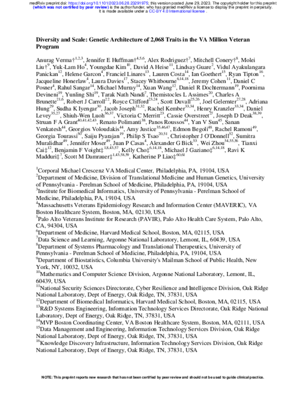 (PDF) Diversity and Scale: Genetic Architecture of 2,068 Traits in the ...