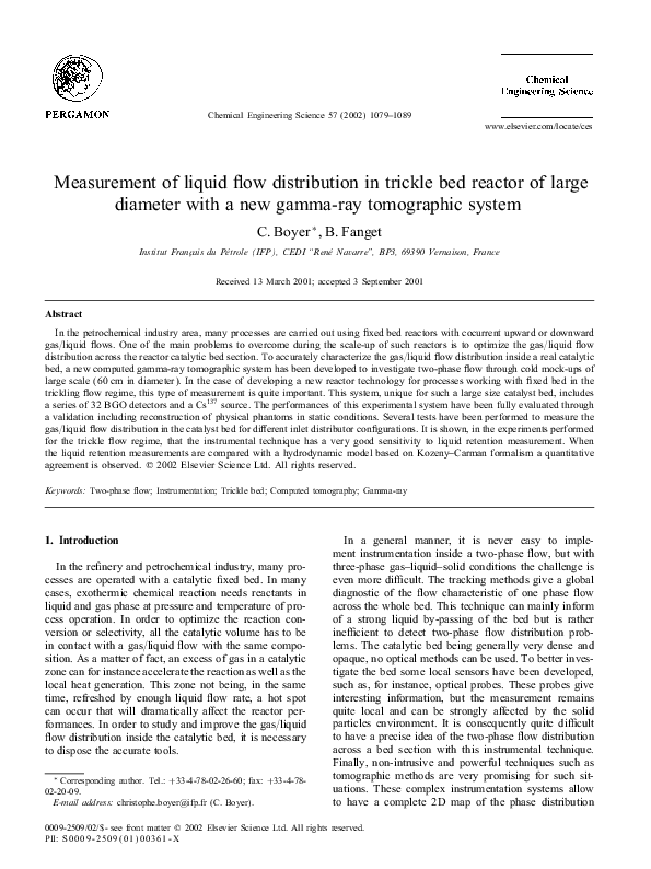 (PDF) Measurement of liquid flow distribution in trickle bed reactor of ...