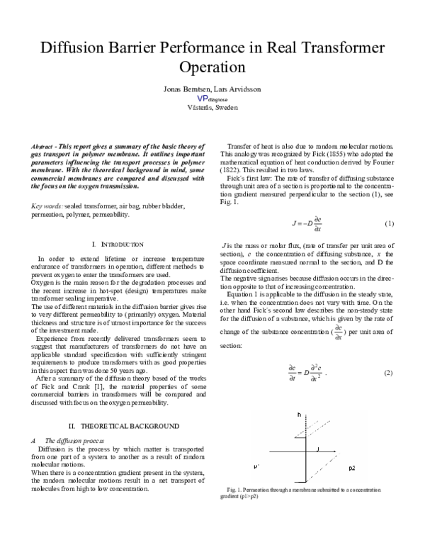 (PDF) Diffusion barrier performance in real transformer operation