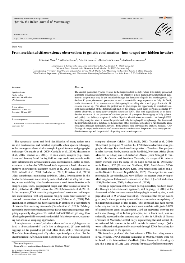 (PDF) From accidental citizen-science observations to genetic ...