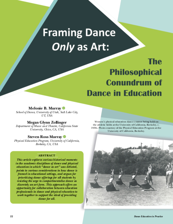 (PDF) Framing Dance Only as Art: The Philosophical Conundrum of Dance ...