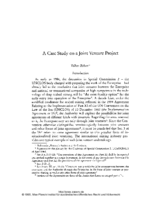 (PDF) A Case Study on a Joint Venture Project
