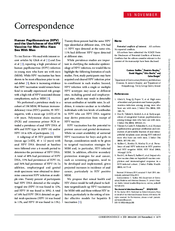 Pdf Human Papillomavirus Hpv And The Usefulness Of The Hpv Vaccine 9513