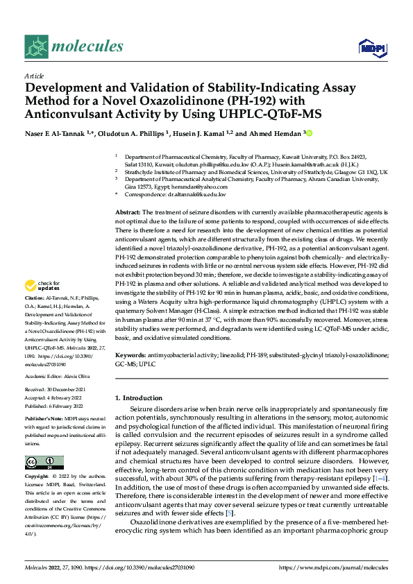 (PDF) Development and Validation of Stability-Indicating Assay Method for a Novel Oxazolidinone ...