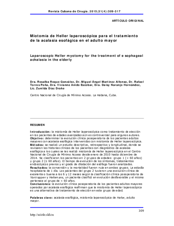 (PDF) Miotomía de Heller laparoscópica para el tratamiento de la ...