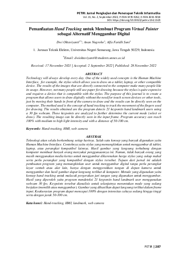 (PDF) Pemanfaatan Hand Tracking untuk Membuat Program Virtual Painter sebagai Alternatif ...
