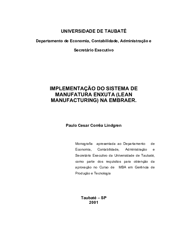 (PDF) IMPLEMENTAÇÃO DO SISTEMA DE MANUFATURA ENXUTA (LEAN MANUFACTURING ...