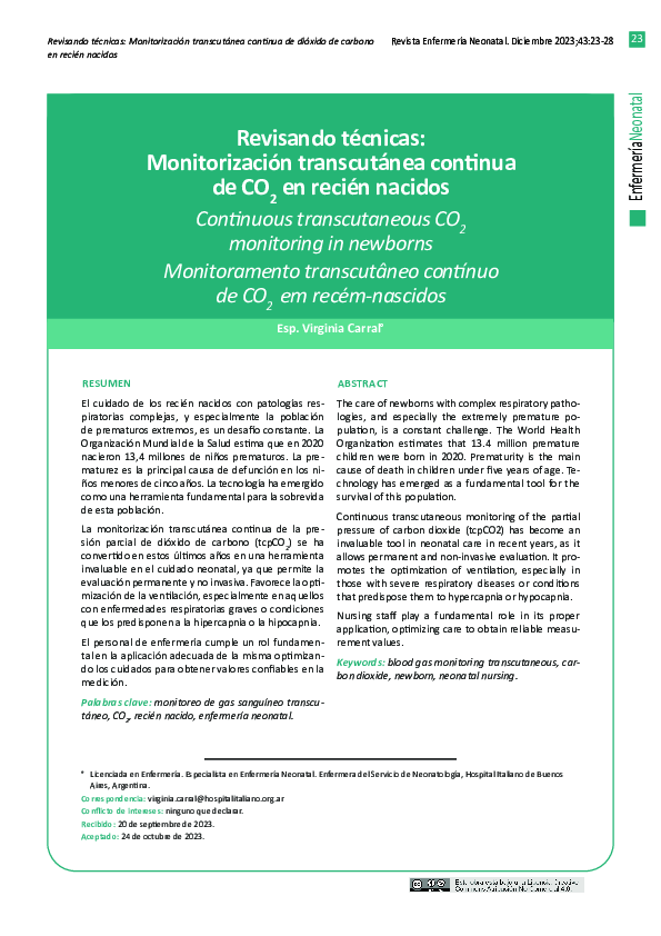 (PDF) Monitorizacion transcutanea de CO2 en RN Esp Virginia Carral