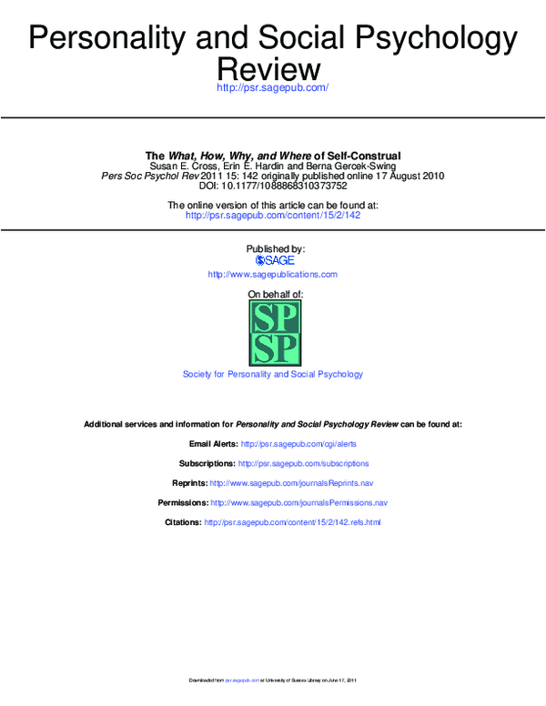 (PDF) The What, How, Why, and Where of Self-Construal
