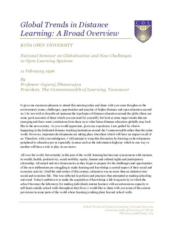 (PDF) Global Trends in Distance Learning: A Broad Overview