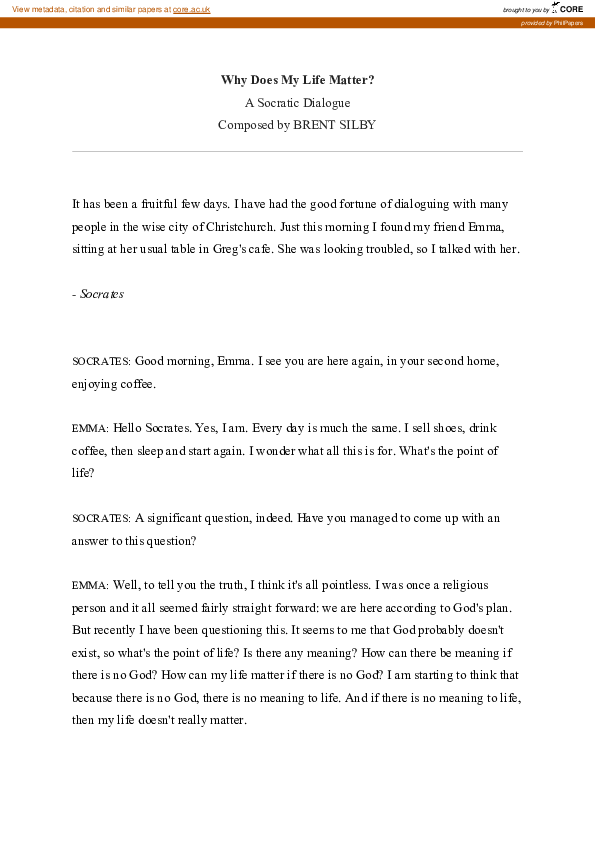 (PDF) Why Does My Life Matter?