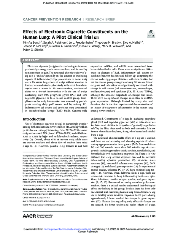 (PDF) Electronic versus Combustible Cigarette Effects on Inflammasome ...