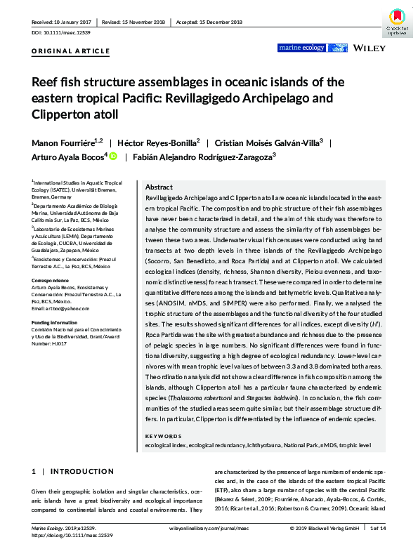 (PDF) Reef fish structure assemblages in oceanic islands of the eastern ...