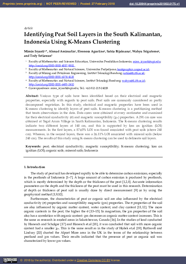 (PDF) Identifying Peat Soil Layers in the South Kalimantan, Indonesia Using K-Means Clustering ...