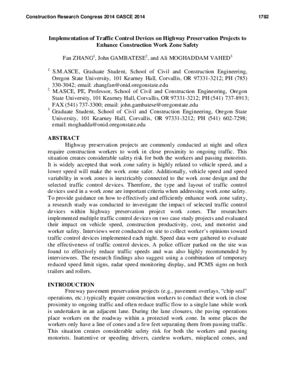 (PDF) Implementation of Traffic Control Devices on Highway Preservation ...