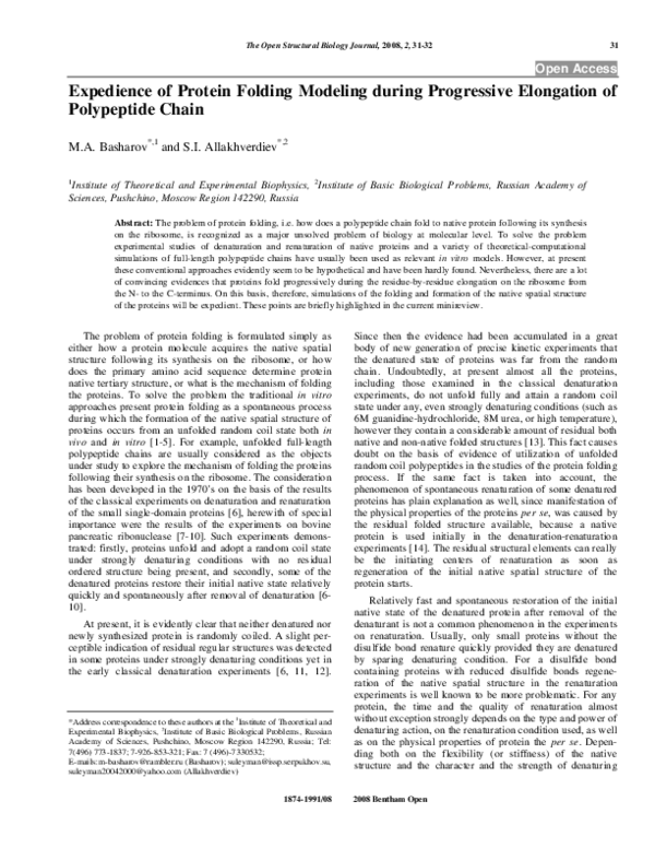 (PDF) Expedience of Protein Folding Modeling during Progressive ...