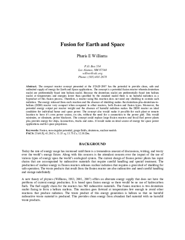 (PDF) Fusion for Earth and Space