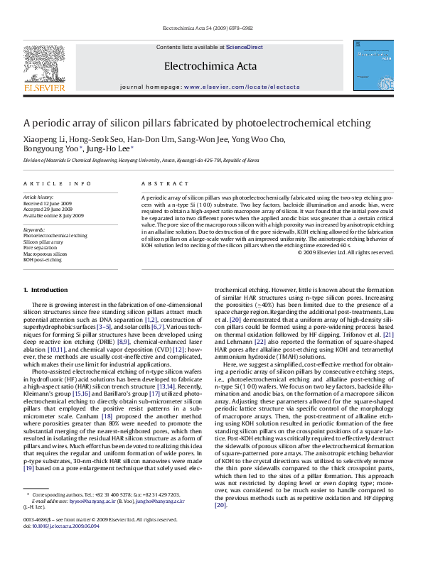 (PDF) A periodic array of silicon pillars fabricated by ...