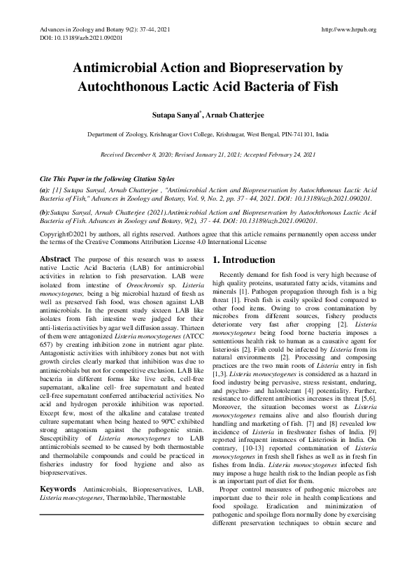 (PDF) Antimicrobial Action and Biopreservation by Autochthonous Lactic ...