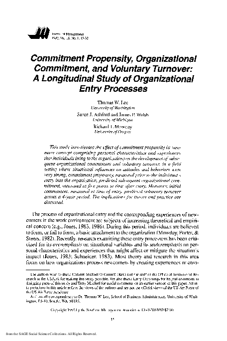 (PDF) Commitment Propensity, Organizational Commitment, and Voluntary ...