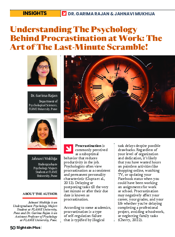 (PDF) Understanding The Psychology Behind Procrastination at Work: The Art of The Last-Minute ...
