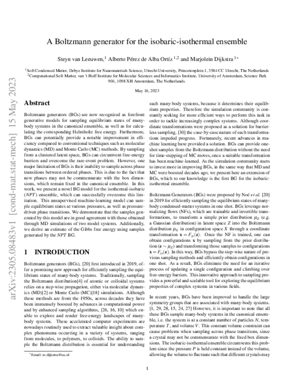 (PDF) A Boltzmann generator for the isobaric-isothermal ensemble