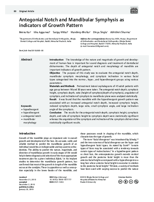 (PDF) Antegonial Notch and Mandibular Symphysis as indicators of Growth ...