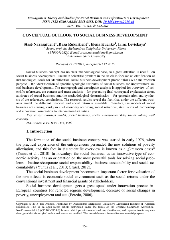 (PDF) Conceptual outlook to social business development