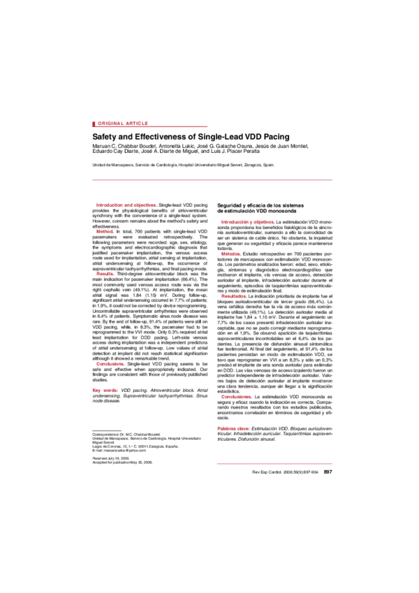 (PDF) [Safety and effectiveness of single-lead VDD pacing]