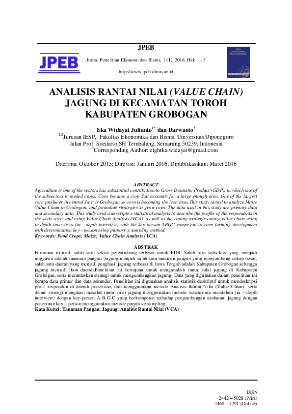 (PDF) Analisis Rantai Nilai (Value Chain) Jagung DI Kecamatan Toroh ...