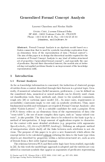 Pdf Generalized Formal Concept Analysis