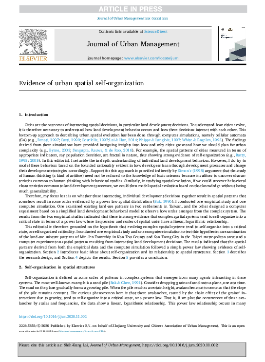 (PDF) Evidence of urban spatial self-organization