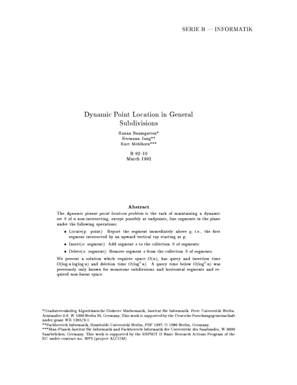 (PDF) Dynamic Point Location in General Subdivisions