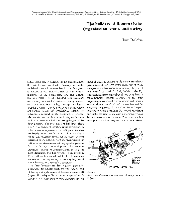 (PDF) The builders of Roman Ostia: organisation, status and society