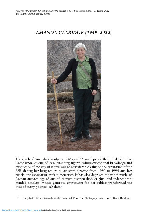 (PDF) Amanda Claridge (1949–2022)