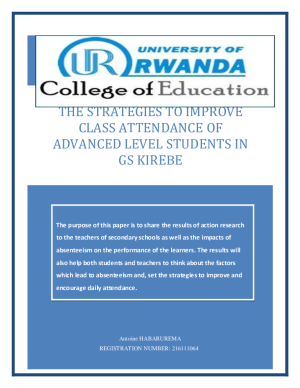 (PDF) THE STRATEGIES TO IMPROVE CLASS ATTENDANCE OF ADVANCED LEVEL ...
