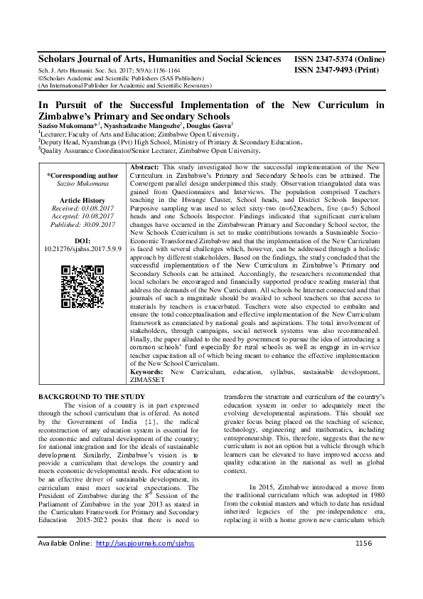 (PDF) In Pursuit of the Successful Implementation of the New Curriculum ...