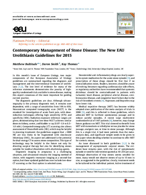 (PDF) Contemporary Management of Stone Disease: The New EAU ...