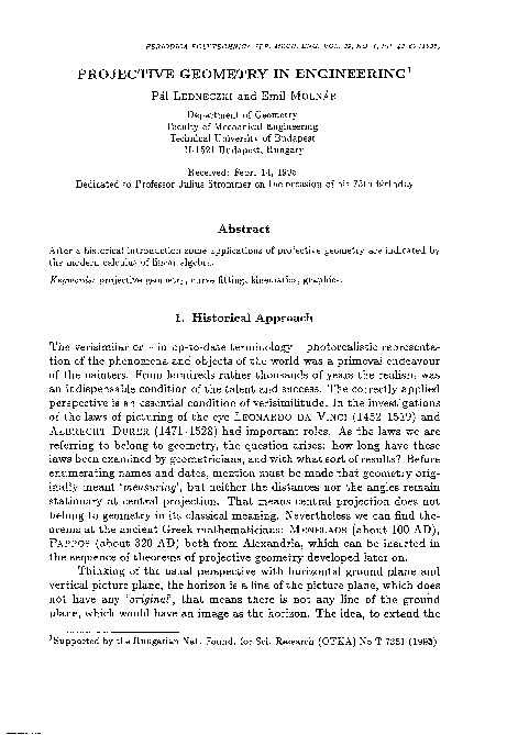 (PDF) Projective geometry in engineering