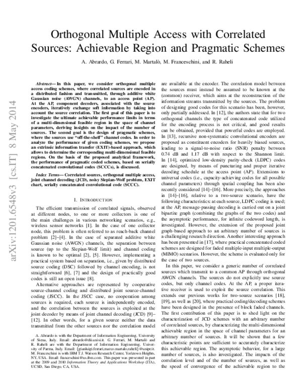 (PDF) Orthogonal Multiple Access With Correlated Sources: Achievable ...