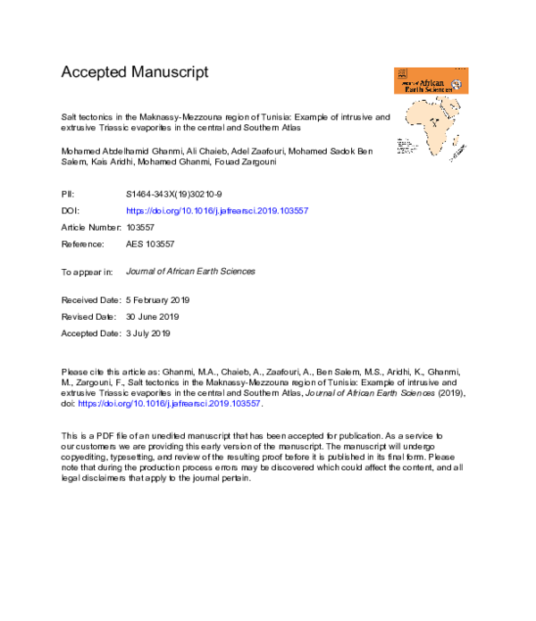 (PDF) Salt tectonics in the Maknassy-Mezzouna region of Tunisia ...