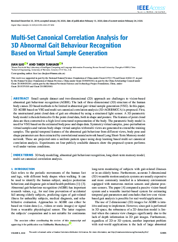 (PDF) Multi-Set Canonical Correlation Analysis for 3D Abnormal Gait Behaviour Recognition Based ...