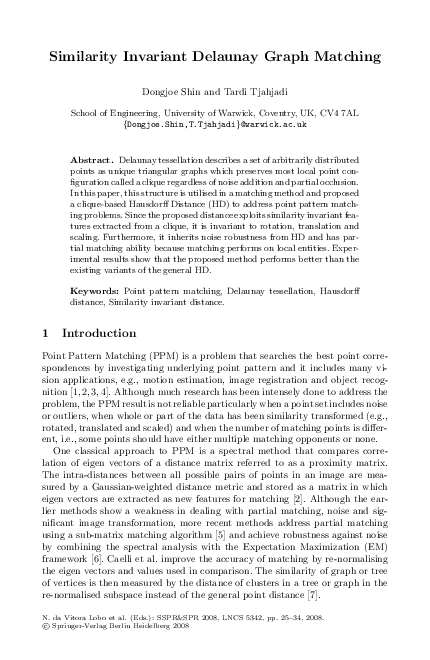 (PDF) Similarity Invariant Delaunay Graph Matching