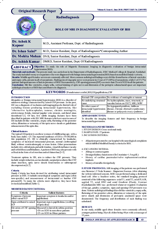 (PDF) Role of MRI in diagnostic evaluation of BIH