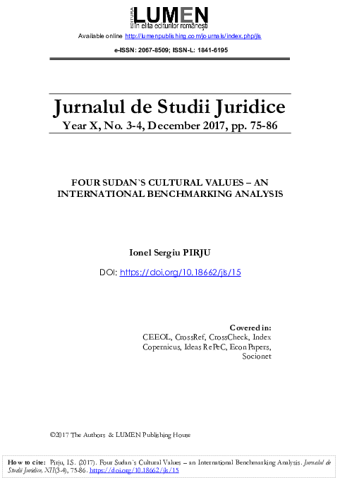 (PDF) Four Sudan`S Cultural Values – An International Benchmarking Analysis
