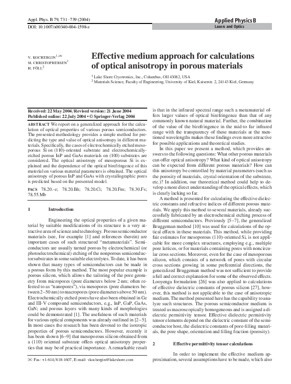 (PDF) Effective medium approach for calculations of optical anisotropy ...